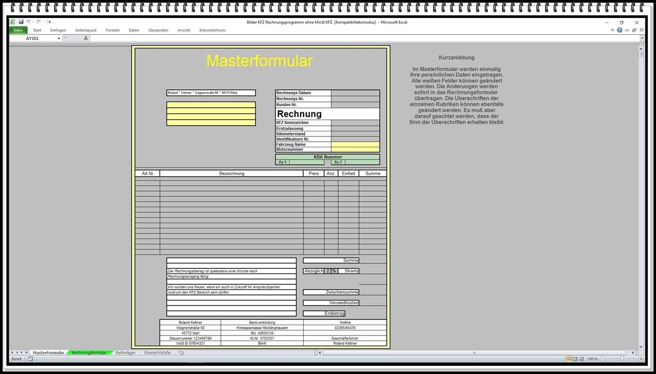 Excel Vba Rechnungsprogramm
